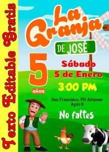 Invitación de La Granja de Zenón Gratis - Invitaciones Editables 2026