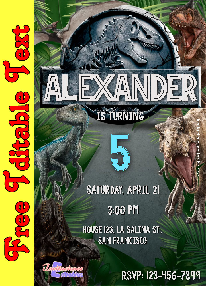 Free Editable Template Jurassic World Invitation 01 2023 Lupon gov ph