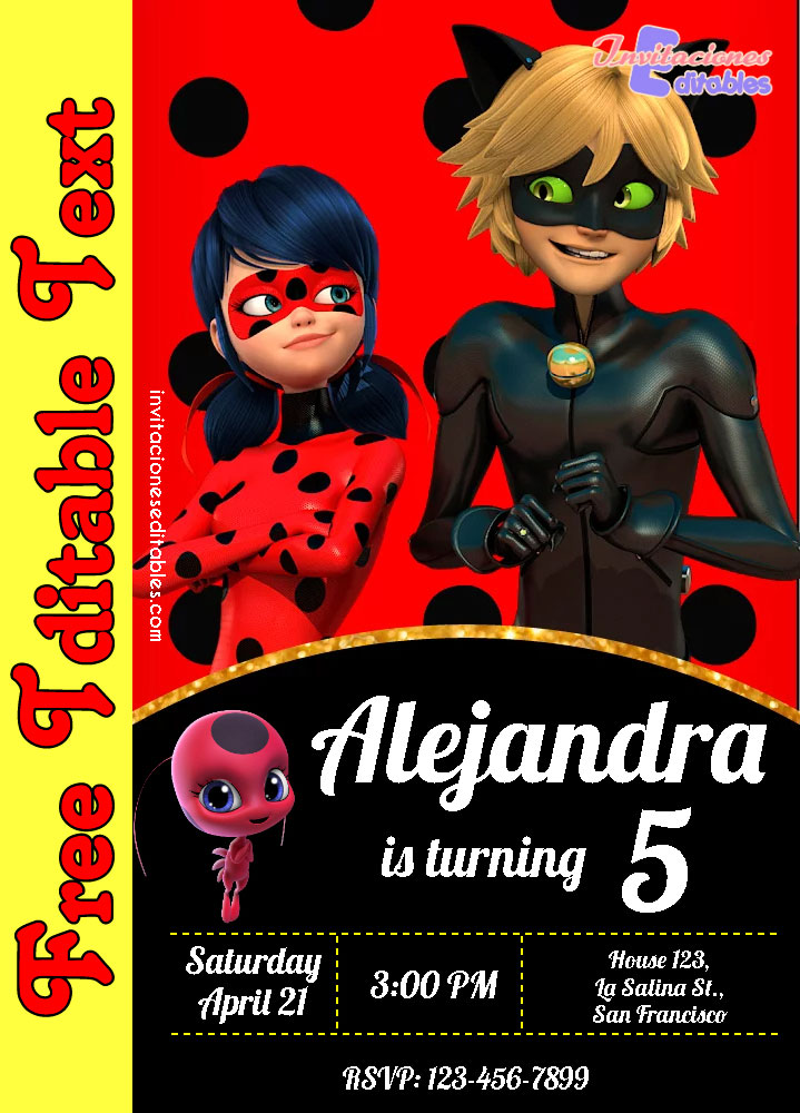 Free Editable Template Ladybug Miraculous Invitation 01 2023 Lupon gov ph